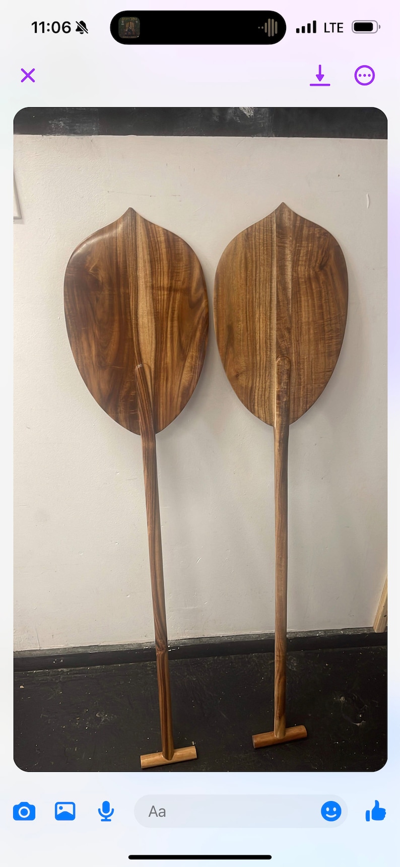 Hawaiian Koa Paddle, 4 Feet 2 Inch, 50” Very Beautiful Handcrafted in ...