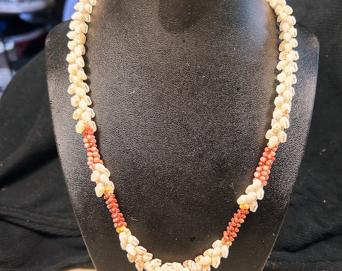 100% Genuine Niihau Shell Kipona Lei, Beautiful White Momi and Pink ...