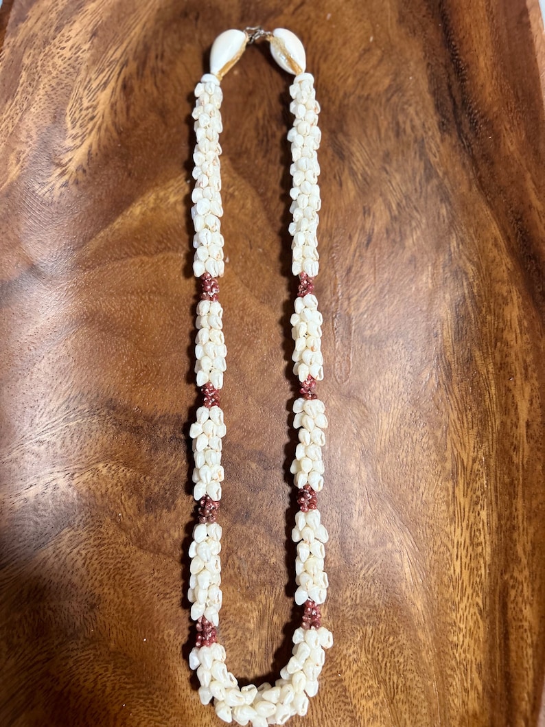 100% Genuine Niihau Double Pikake Shell Lei Jewelry 22”, Exquisite Rare ...