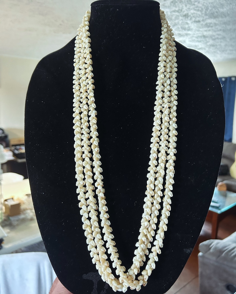 100% Genuine Niihau Pikake Shell Lei Jewelry, Ke’o Ke’o 3-strand 32 ...