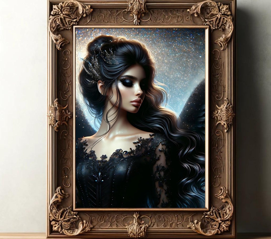 Dark Angel Digital Art, Enchanted Forest With Glitter, Gothic Mythical ...