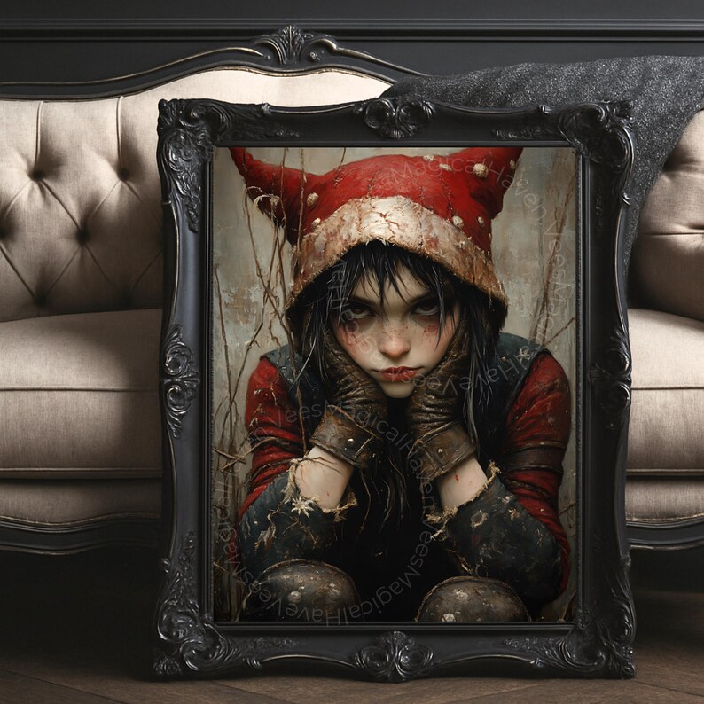 Gothic Christmas Elf Printable Wall Art, Holiday Wall Decor, Dark ...
