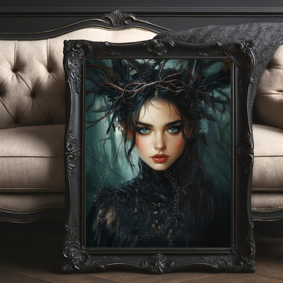 Dark Goddess Poster – Gothic Wall Art, Surreal Portrait, Whimsigoth ...