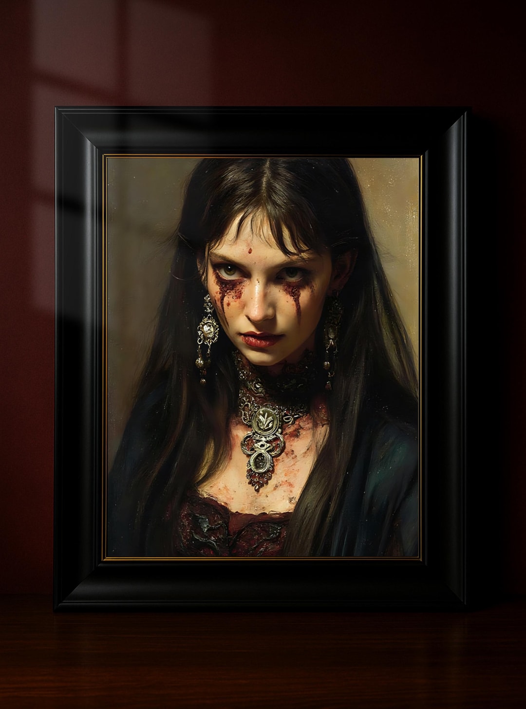 Gothic Vampire Woman Poster, Dark Fantasy Wall Art Print, Horror ...