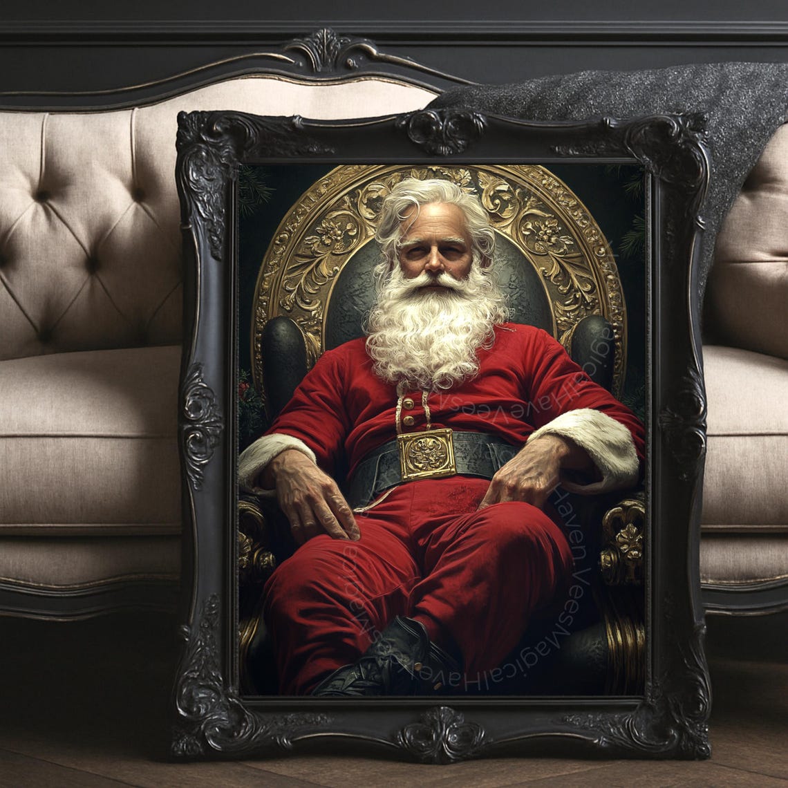 Gothic Santa Poster, Christmas Holiday Decor, Art Nouveau Style, Dark ...