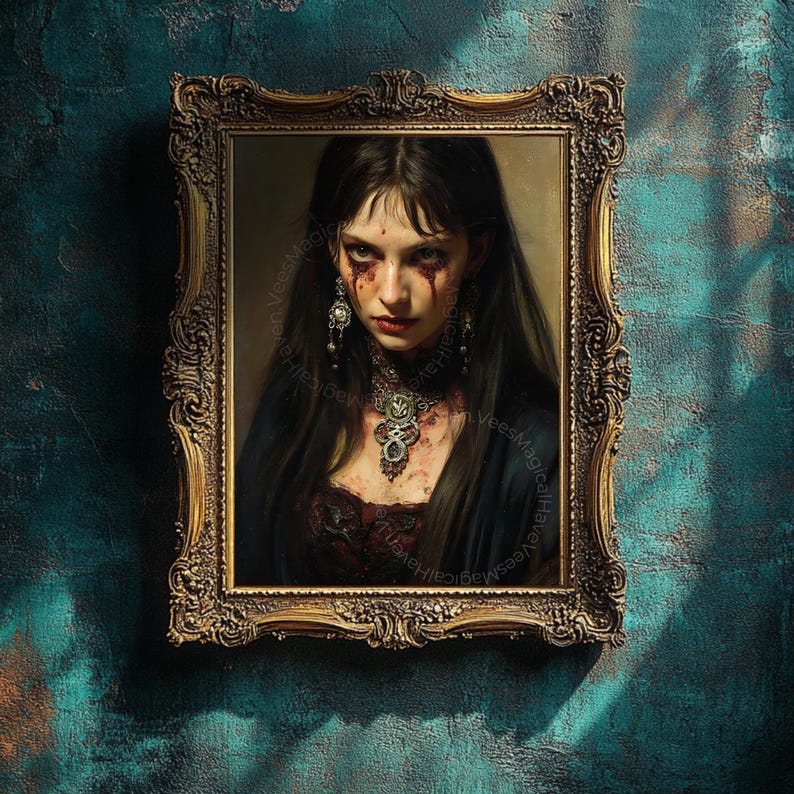 Gothic Vampire Woman Poster, Dark Fantasy Wall Art Print, Horror ...