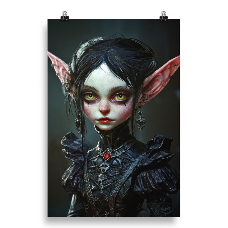 Gothic Elf Poster, Black Victorian Attire, Dark Academia Art for Home ...