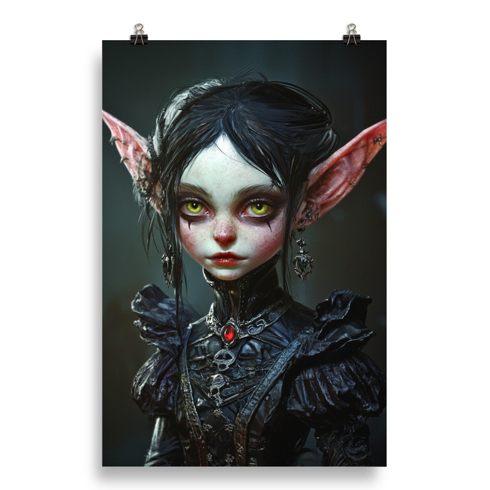 Gothic Elf Poster, Black Victorian Attire, Dark Academia Art for Home ...