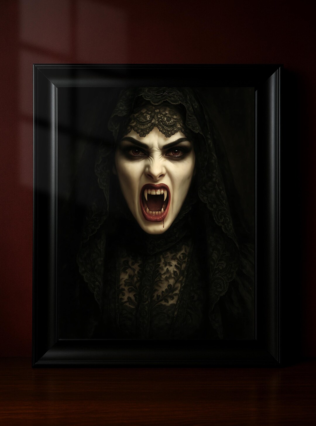 Vampire Wall Art, Gothic Horror Portrait, Dark Fantasy Print, Baroque ...