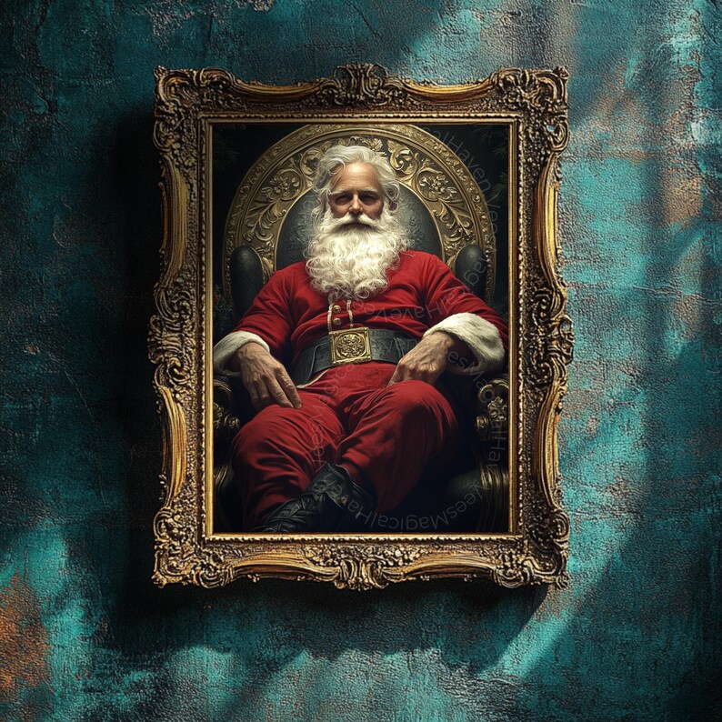 Gothic Santa Poster, Christmas Holiday Decor, Art Nouveau Style, Dark ...