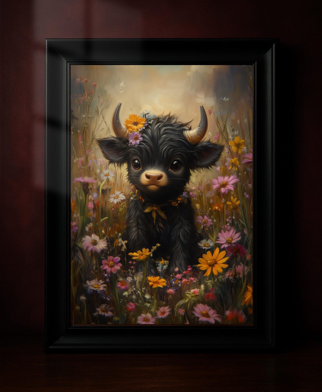 Baby Minotaur in Wildflower Field Poster, Dark Fantasy Wall Art, Dark ...