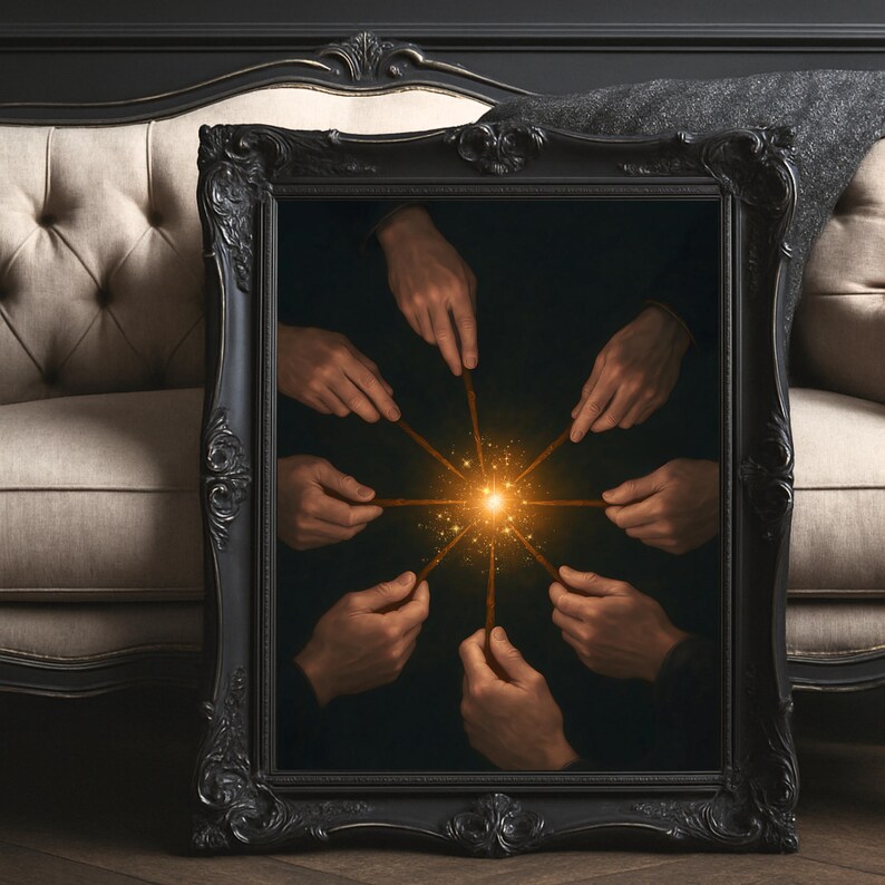 Wizard Hands Magic Circle Poster, Fantasy Witchcraft Wall Art, Dark ...