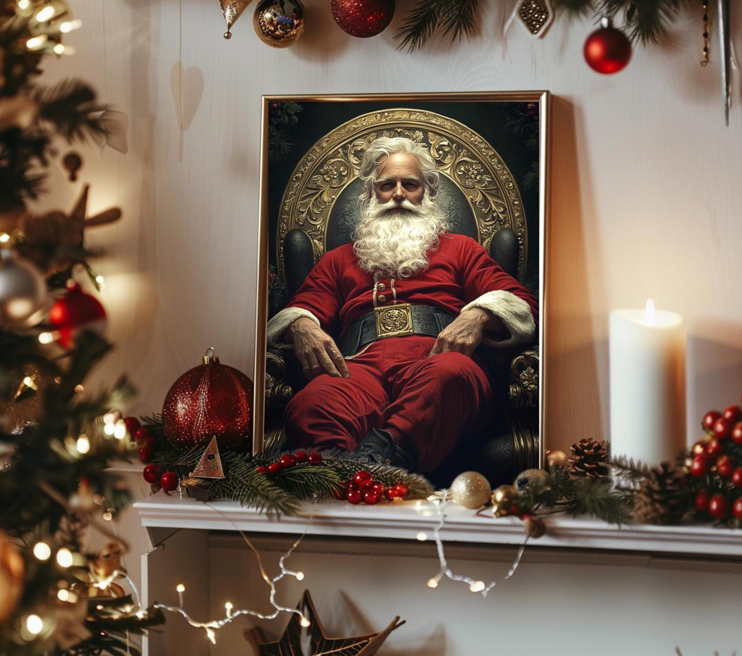 Gothic Santa Poster, Christmas Holiday Decor, Art Nouveau Style, Dark ...