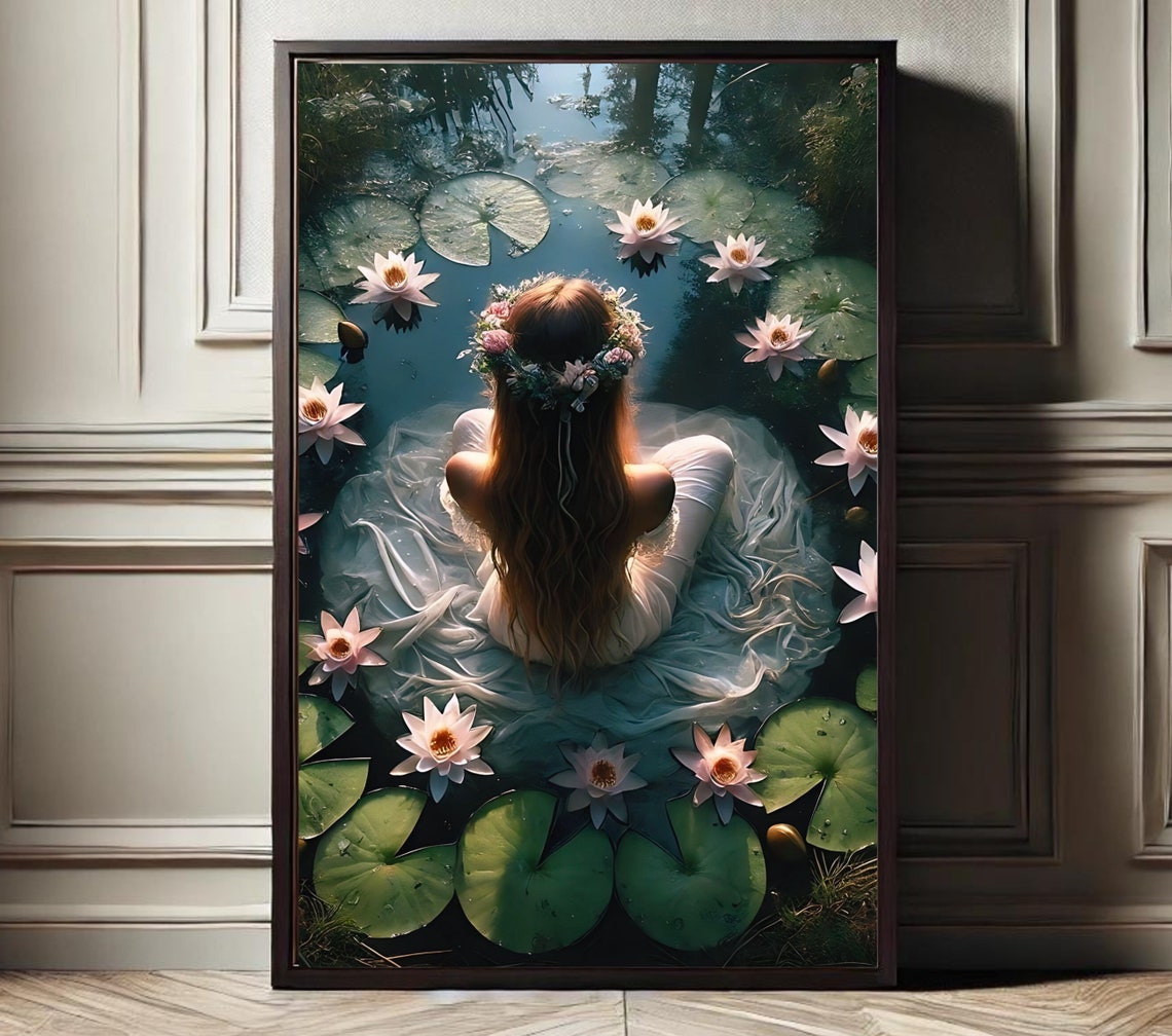 Woodland Nymph Art Print, Fantasy Nymph in Pond Decor, Enchanted Forest ...