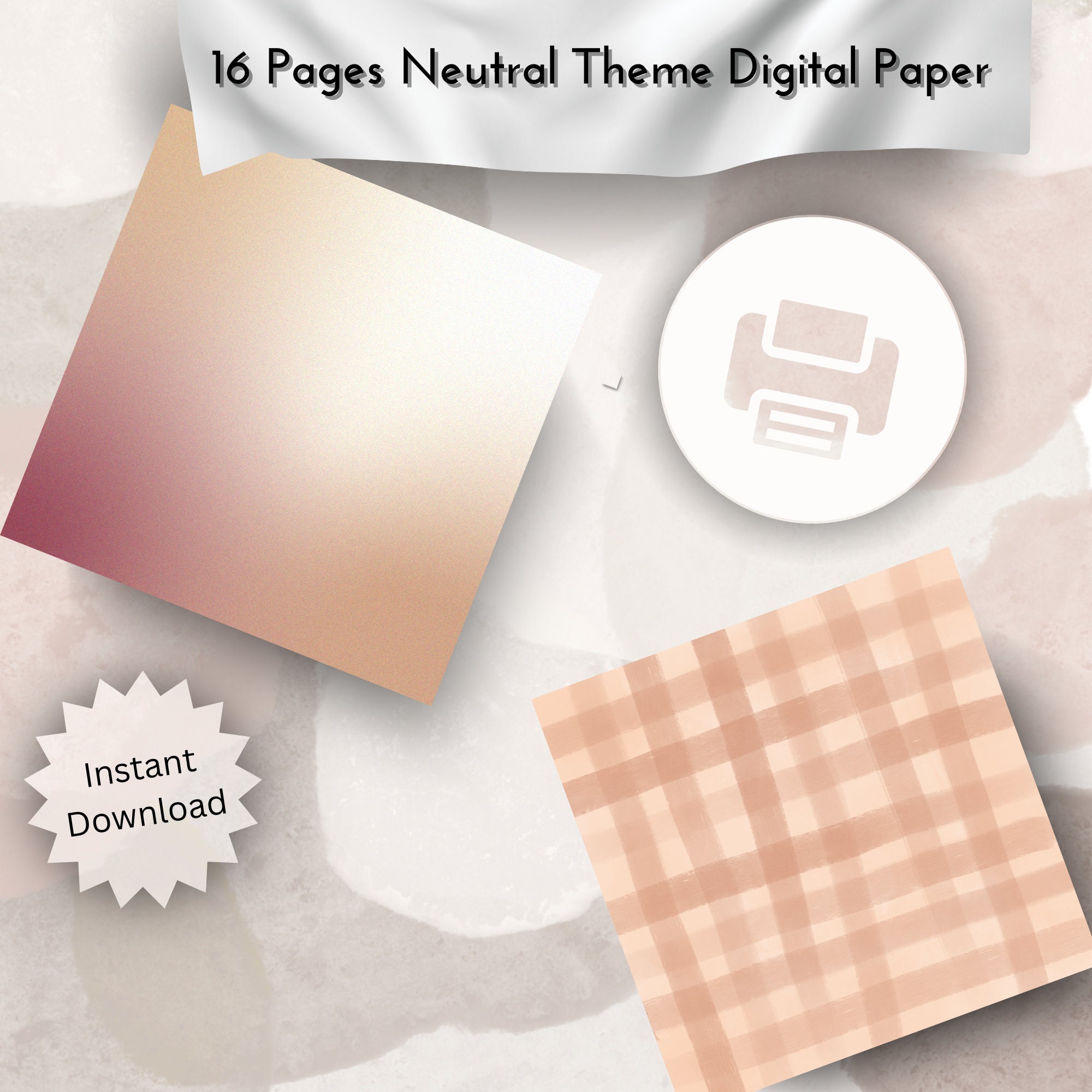 Neutral Printable Paper, Digital Paper, 12x12 High-quality JPG ...
