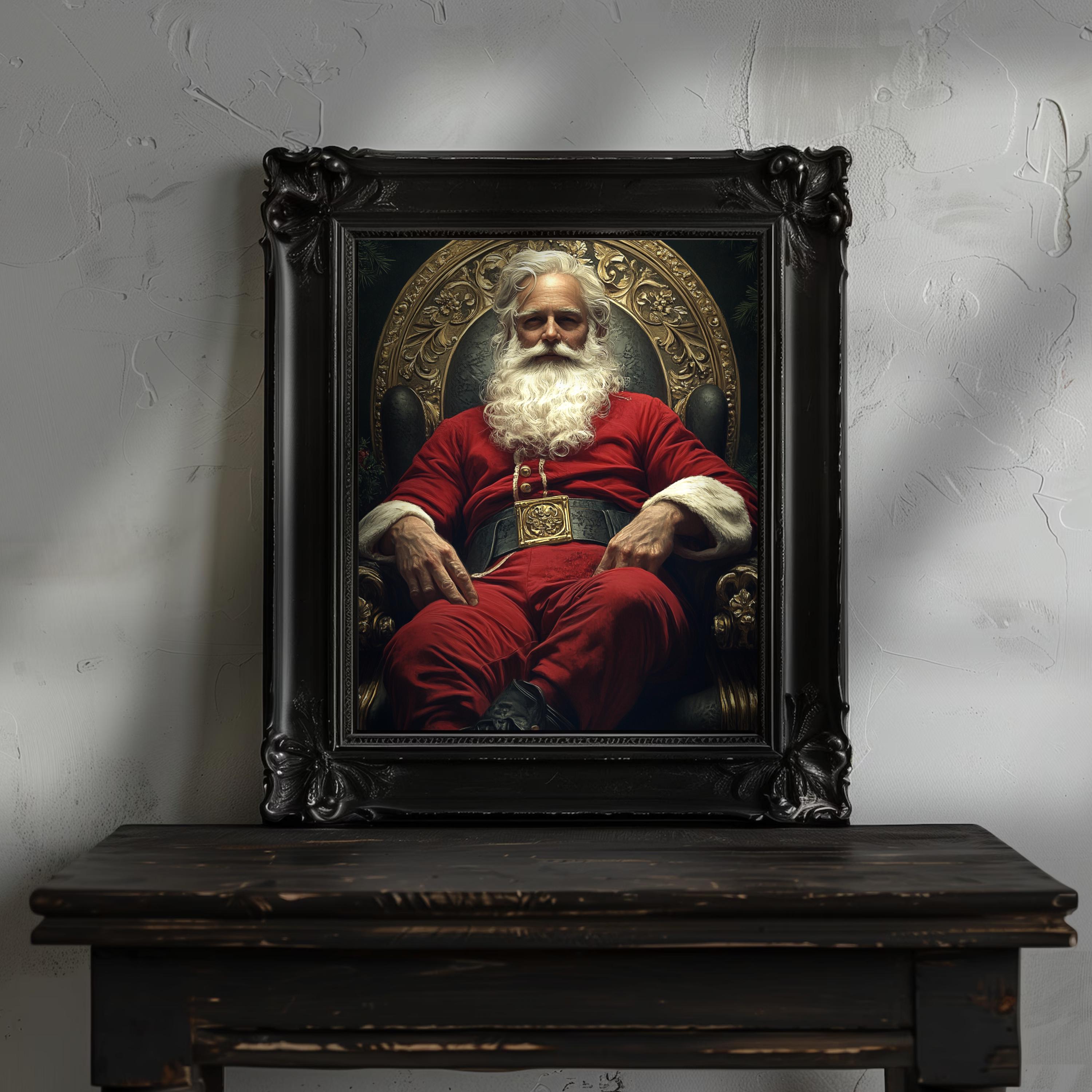 Gothic Santa Poster, Christmas Holiday Decor, Art Nouveau Style, Dark ...