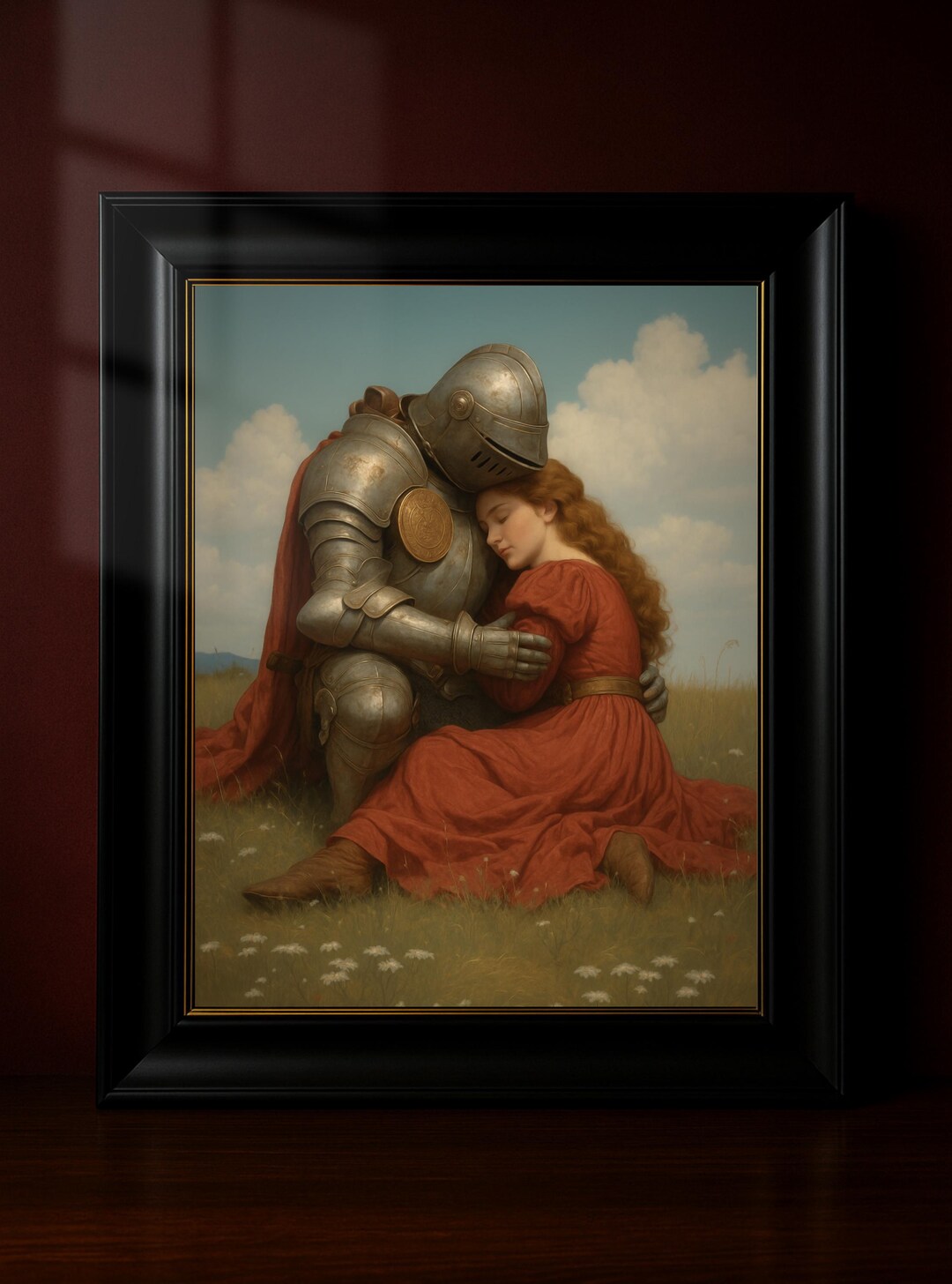 Knight and Maiden Poster | Medieval Romance Wall Art | Fantasy Couple ...
