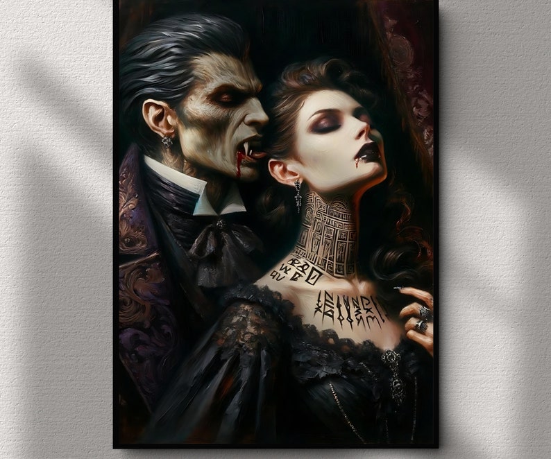 Gothic Vampire Artwork, Perfect for Dark Academia Lovers, Vampire Bite ...
