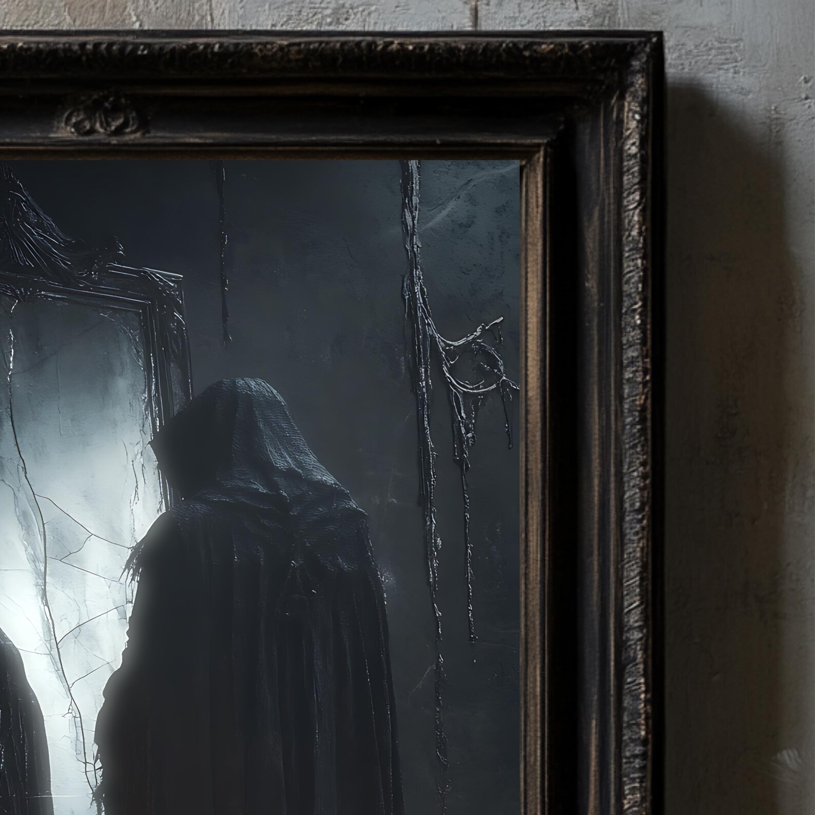 Haunted Mirror Ghost Art, Gothic Horror Wall Print, Eerie Spirit Poster ...