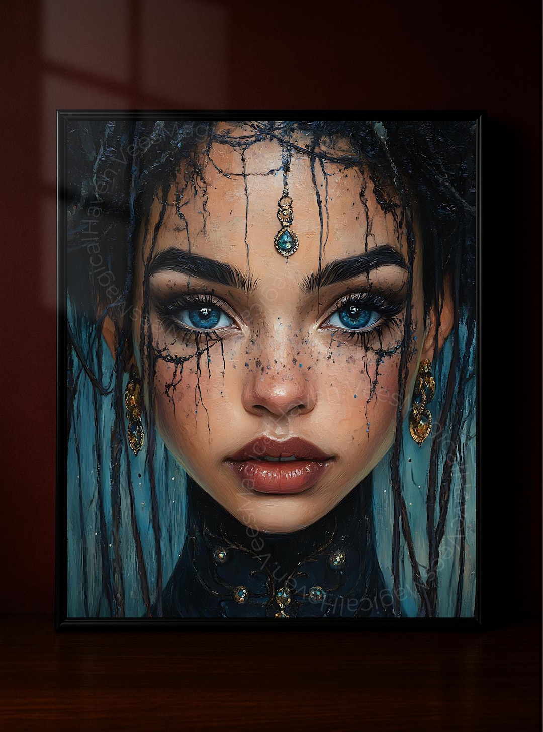 Mystical Dark Goddess Wall Art – Fantasy Portrait Digital Download ...