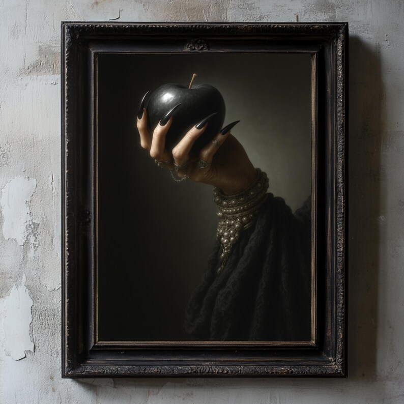 Witch Hand With Black Apple Gothic Wall Art Print | Dark Academia ...
