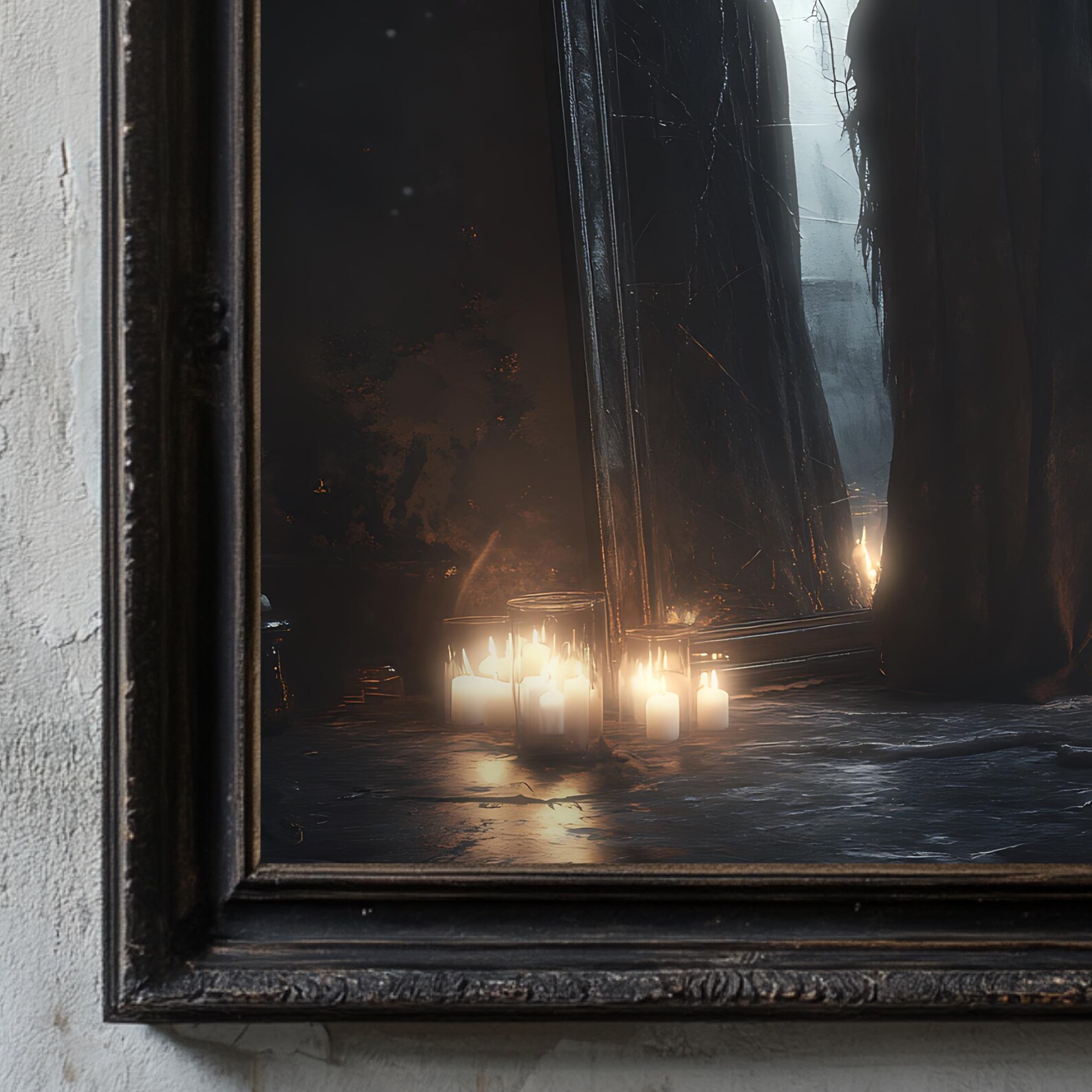 Haunted Mirror Ghost Art, Gothic Horror Wall Print, Eerie Spirit Poster ...