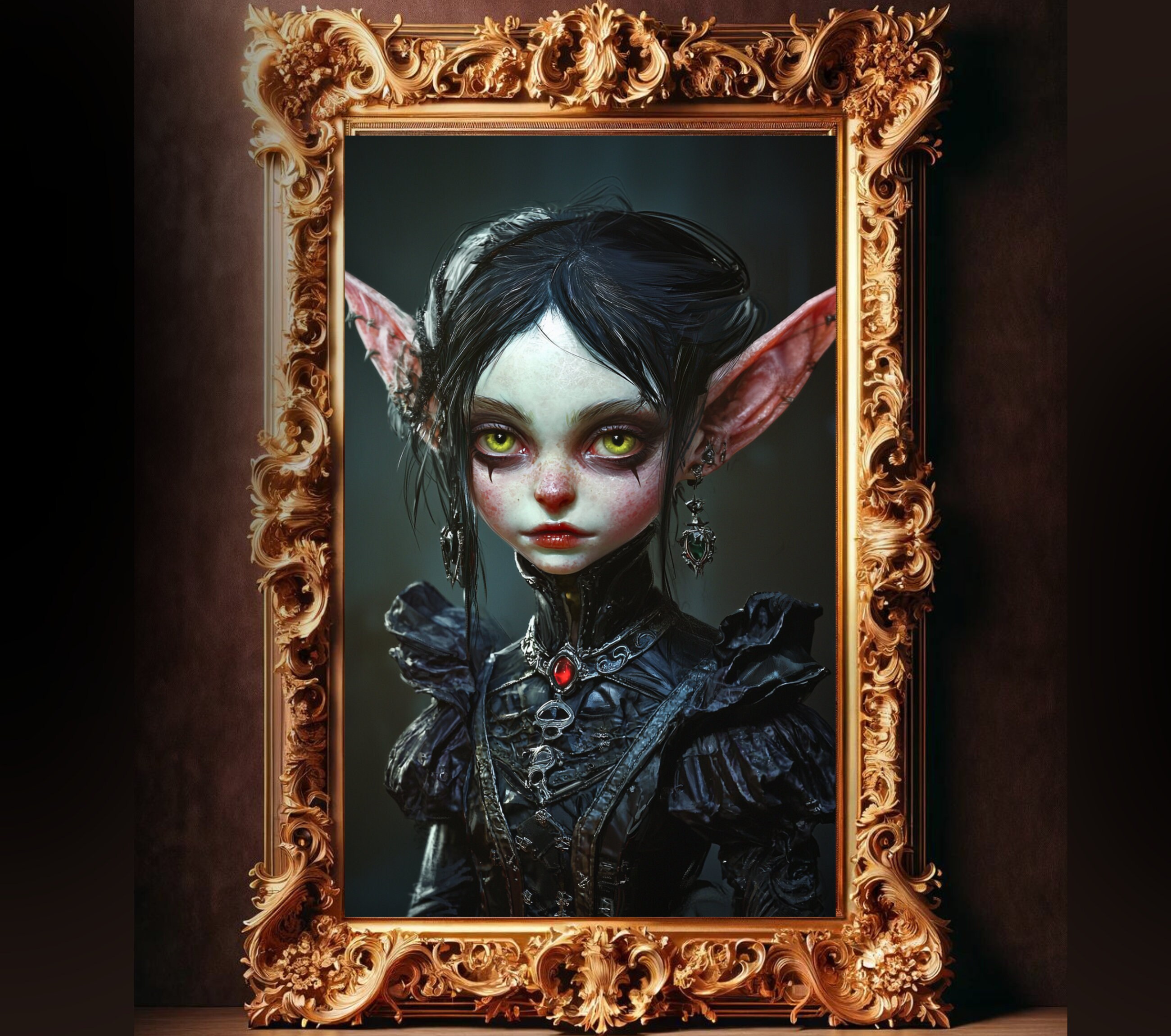 Gothic Elf Poster, Black Victorian Attire, Dark Academia Art for Home ...