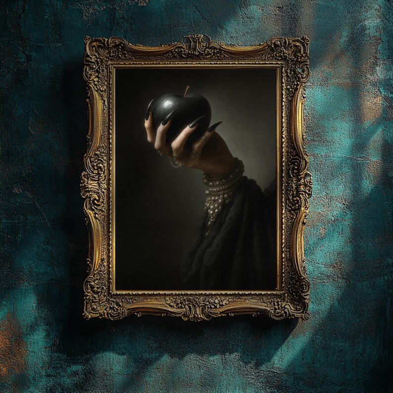 Witch Hand With Black Apple Gothic Wall Art Print | Dark Academia ...
