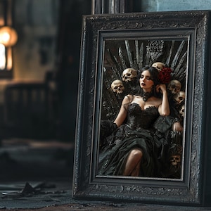 Gothic Vampire Queen Poster, Throne of Skulls, Dark Academia Art, Ideal ...