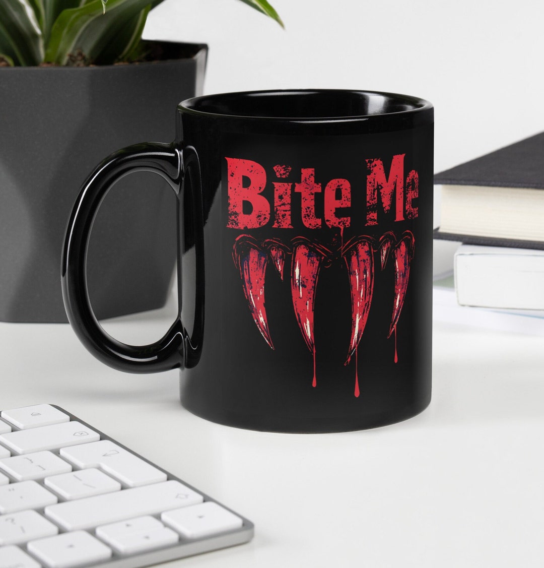 Bite Me Vampire Mug, Dark Academia Gift for Vampire Lovers, Black ...