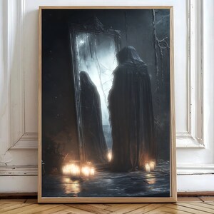 Haunted Mirror Ghost Art, Gothic Horror Wall Print, Eerie Spirit Poster ...