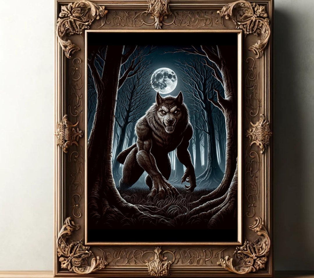 Werewolf Wall Art, Gift for Horror Fantasy Lover, Digital Print, Dark ...