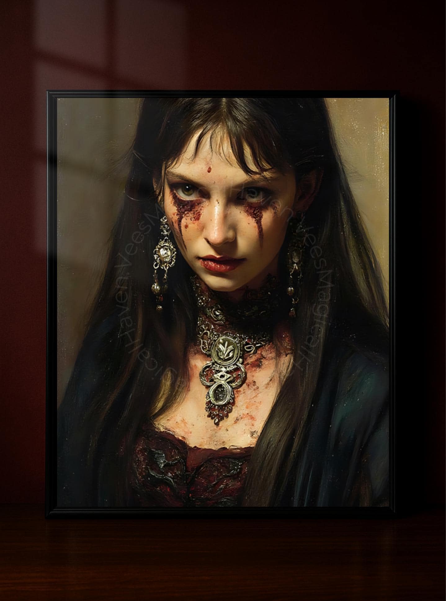 Gothic Vampire Woman Poster, Dark Fantasy Wall Art Print, Horror ...