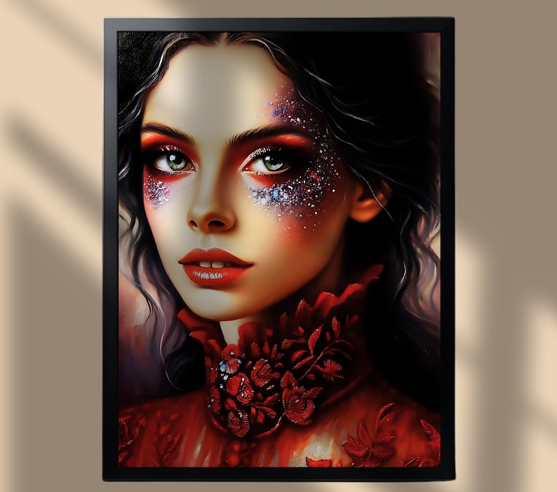 Red Vintage Vampire Wall Art, Dark Academia Vampire Decor, Gothic ...