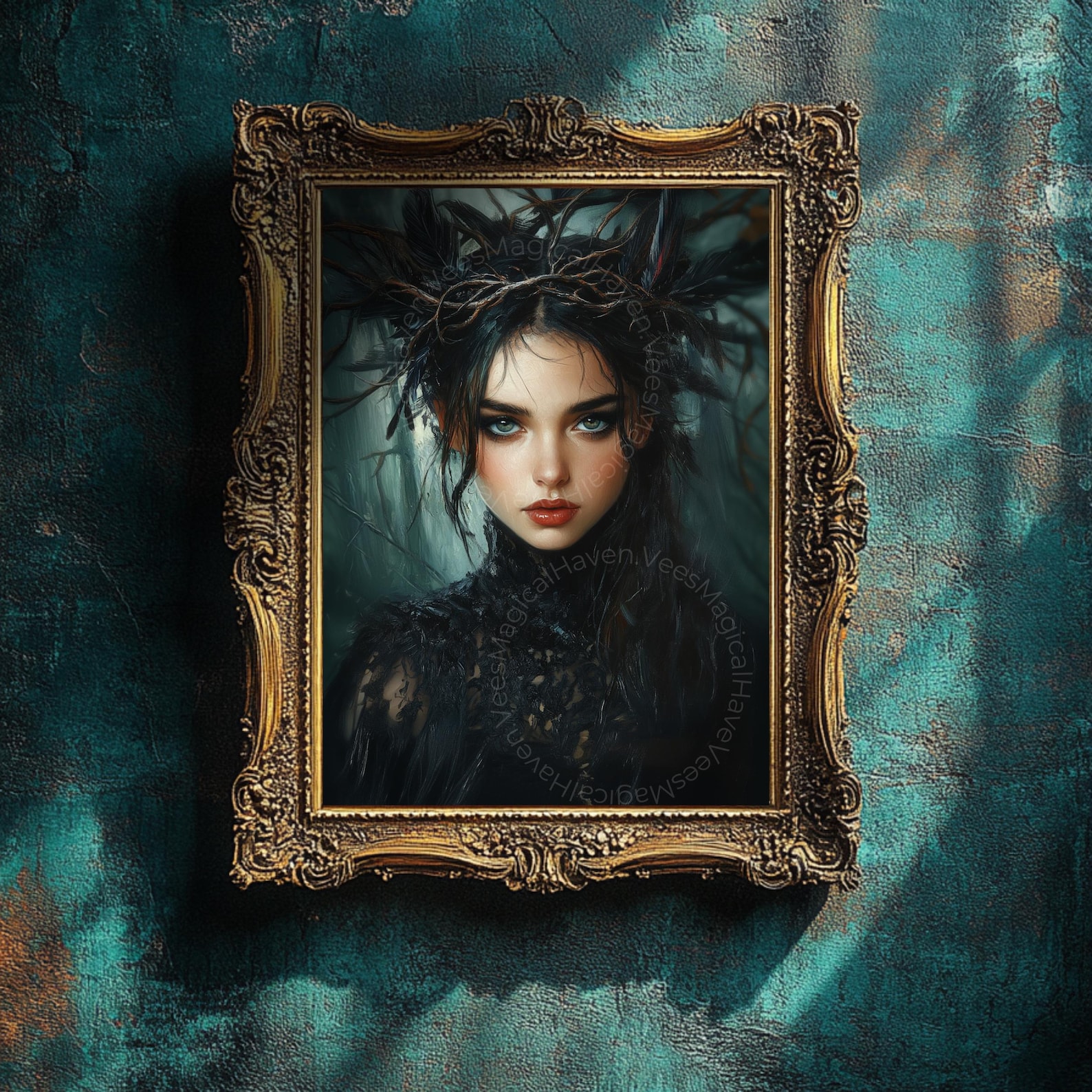 Dark Goddess Poster – Gothic Wall Art, Surreal Portrait, Whimsigoth ...