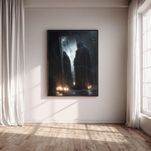 Haunted Mirror Ghost Art, Gothic Horror Wall Print, Eerie Spirit Poster ...