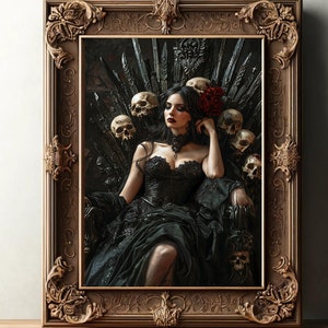 Gothic Vampire Queen Poster, Throne of Skulls, Dark Academia Art, Ideal ...