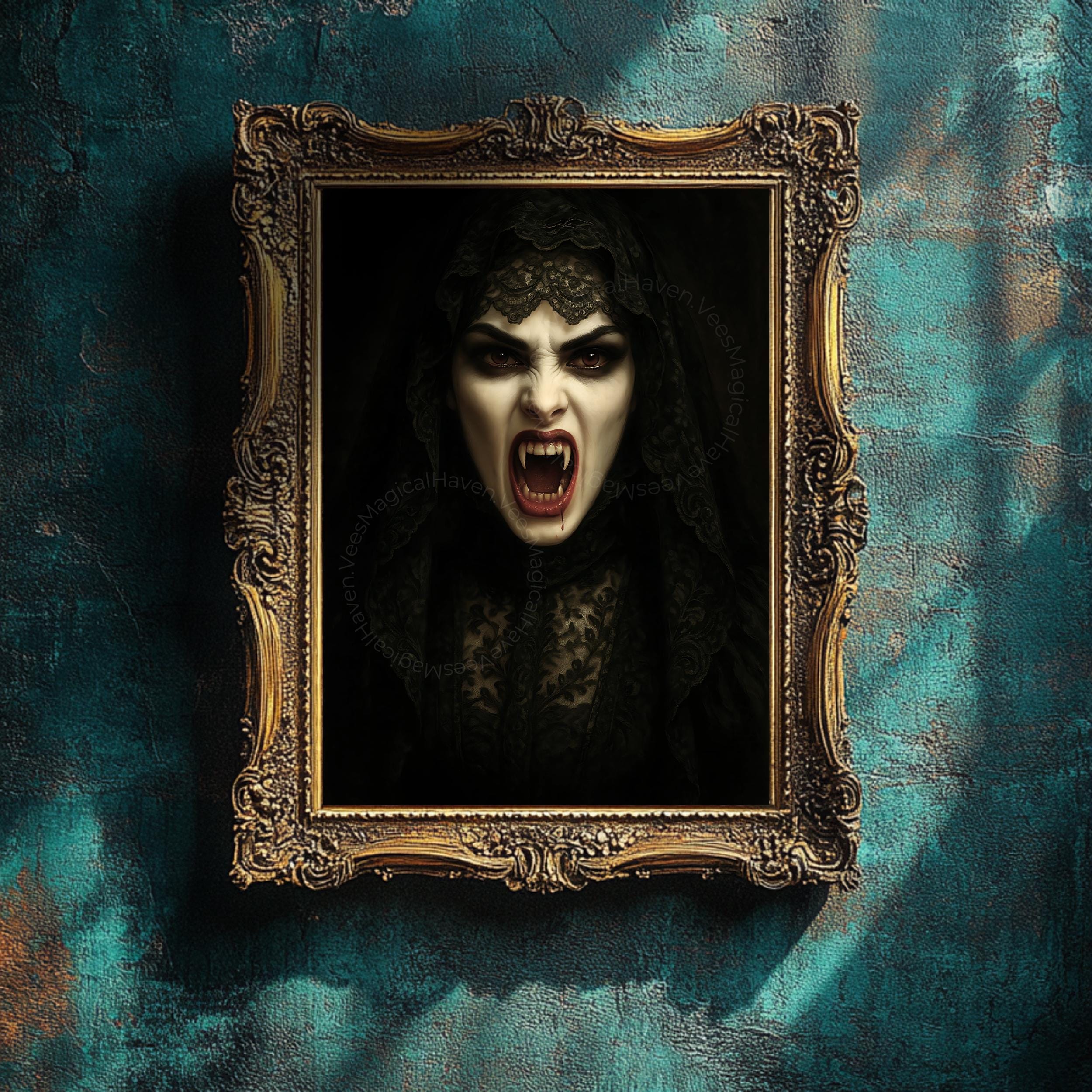 Vampire Wall Art, Gothic Horror Portrait, Dark Fantasy Print, Baroque ...