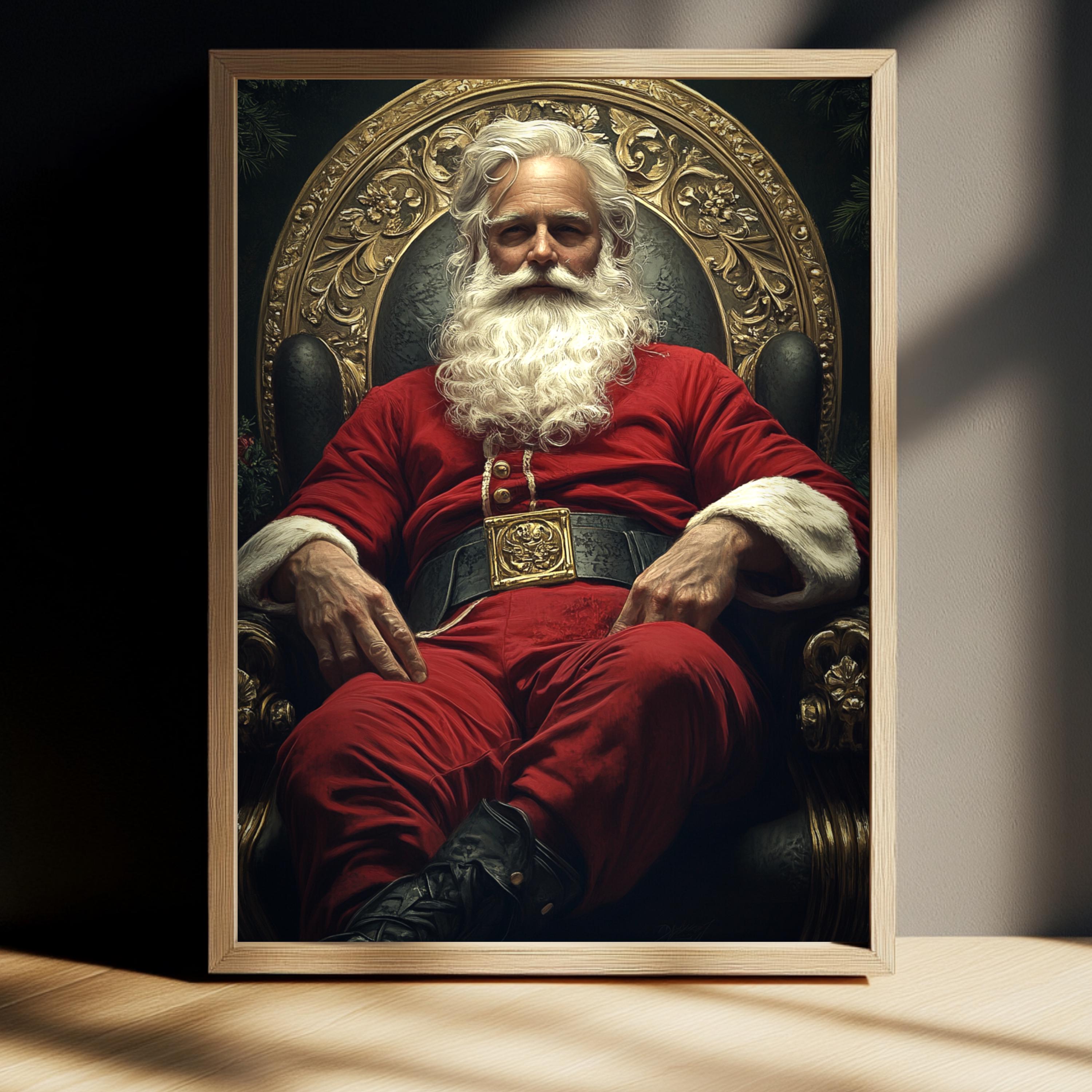 Gothic Santa Poster, Christmas Holiday Decor, Art Nouveau Style, Dark ...