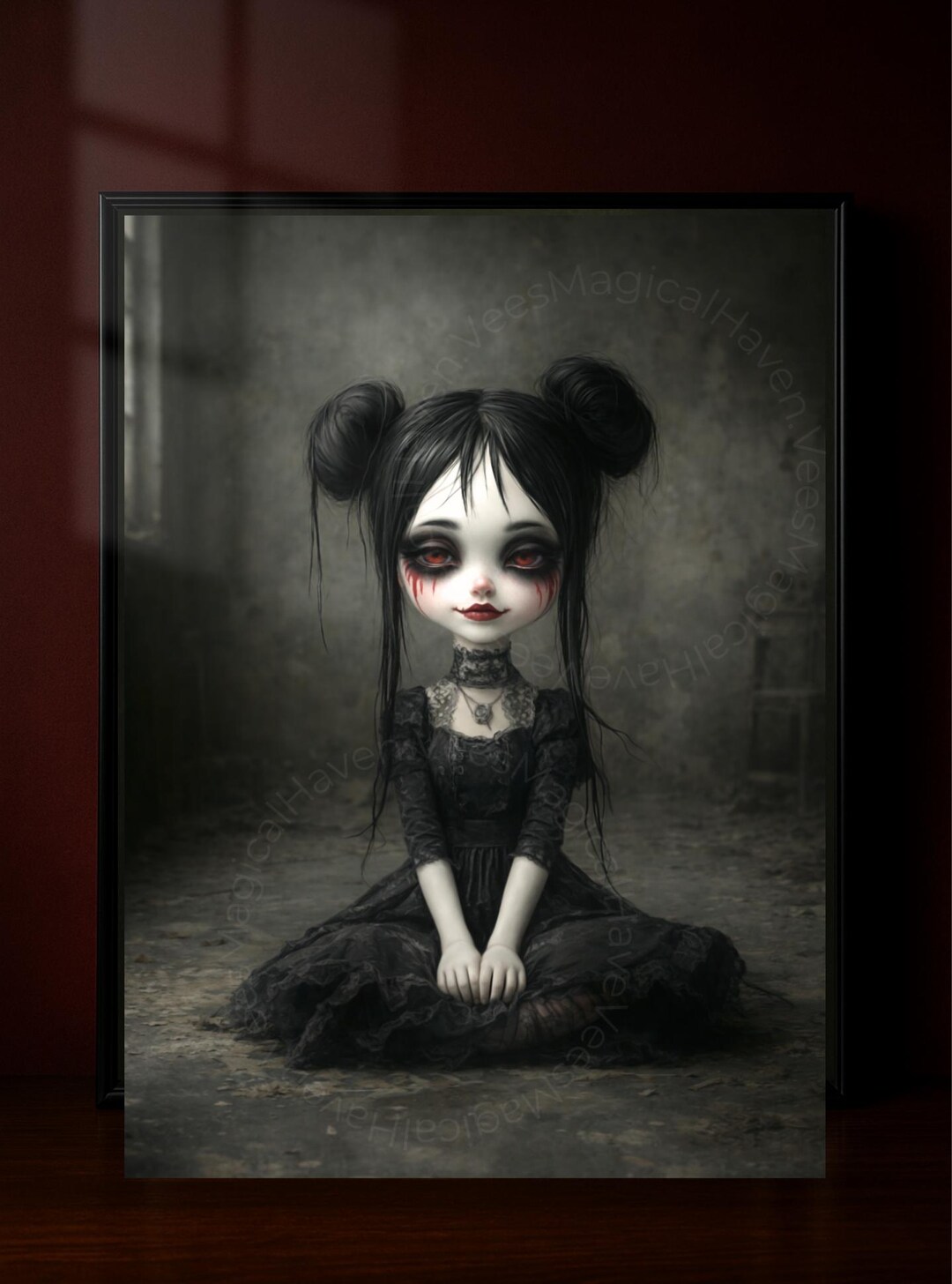 Gothic Doll Digital Download, Creepy Dark Doll Art, Gothic Horror Wall ...