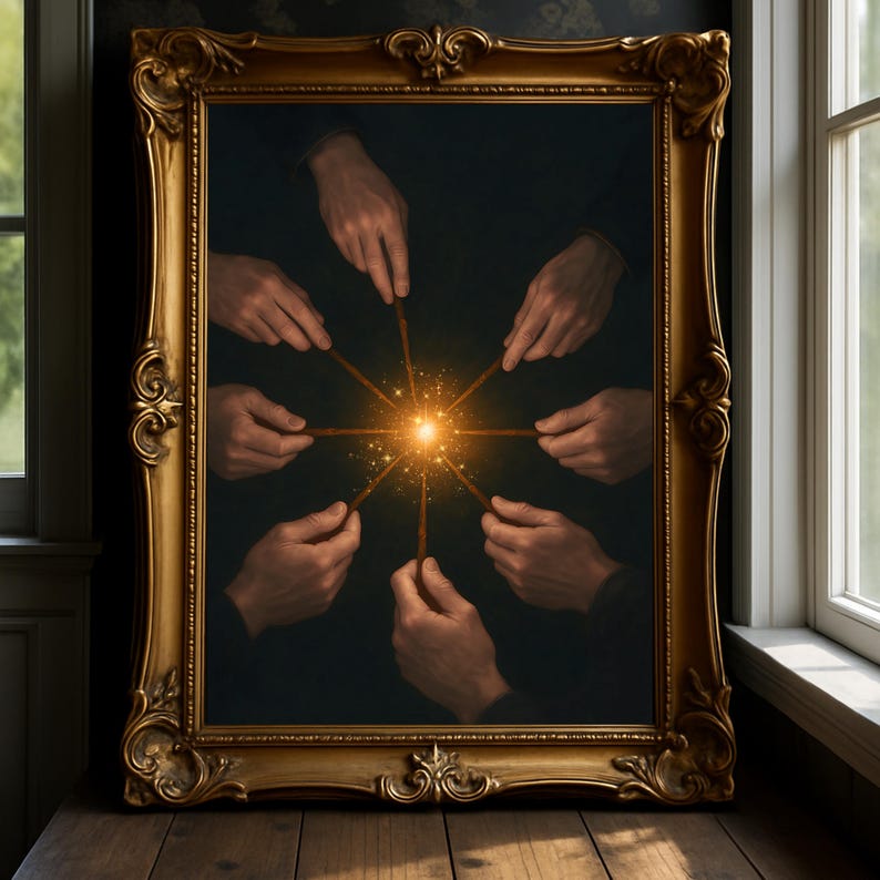 Wizard Hands Magic Circle Poster, Fantasy Witchcraft Wall Art, Dark ...