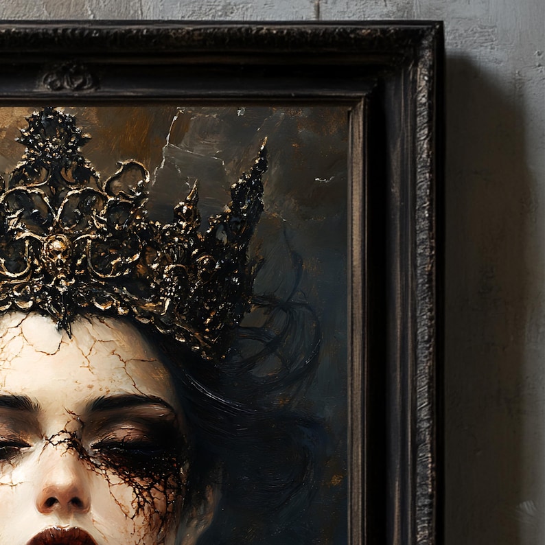 Dark Queen Gothic Wall Art – Fantasy Portrait Digital Download, Cracked ...