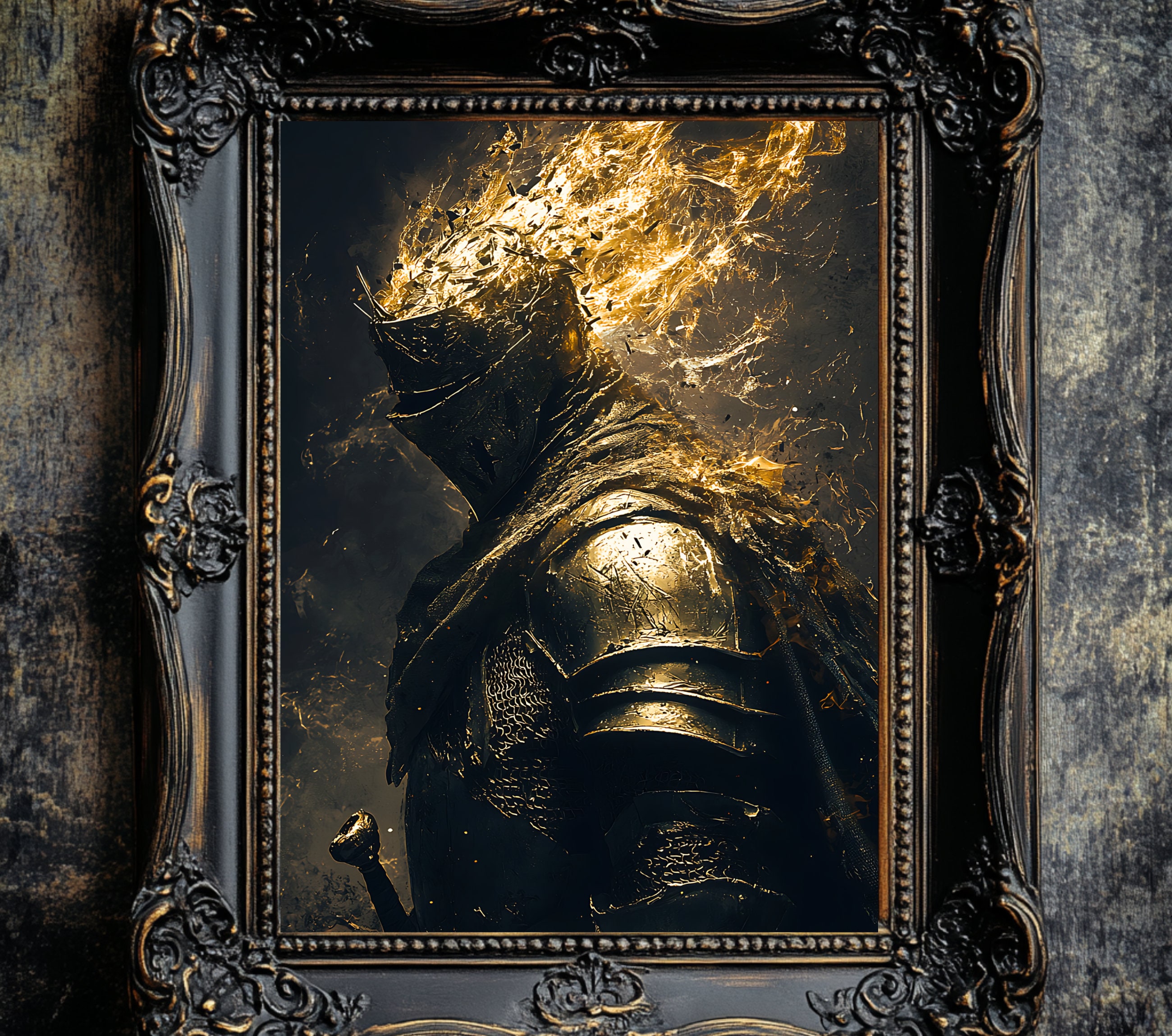 Dark Fantasy Poster of Knight in Tattered Armor, Mythology Art With ...