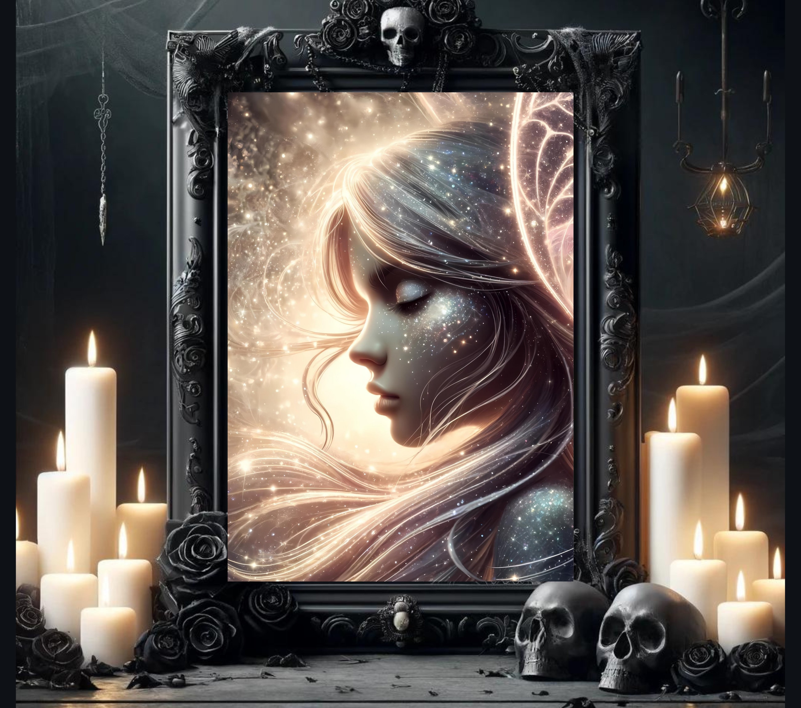 Surreal Fairy Fantasy Digital Art With Enchanted Glitter Background ...