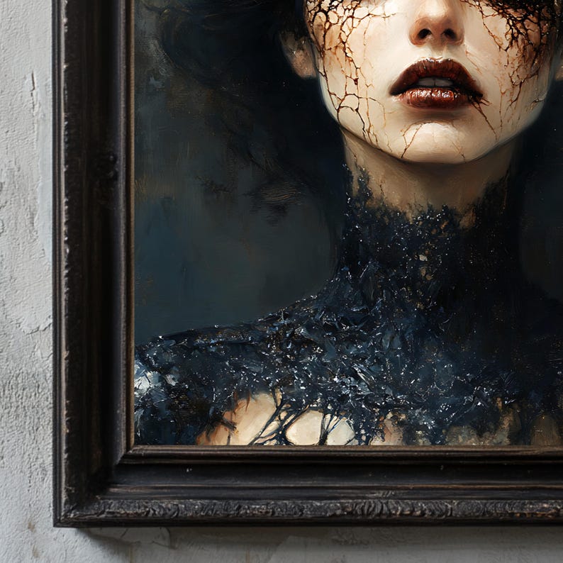 Dark Queen Gothic Wall Art – Fantasy Portrait Digital Download, Cracked ...
