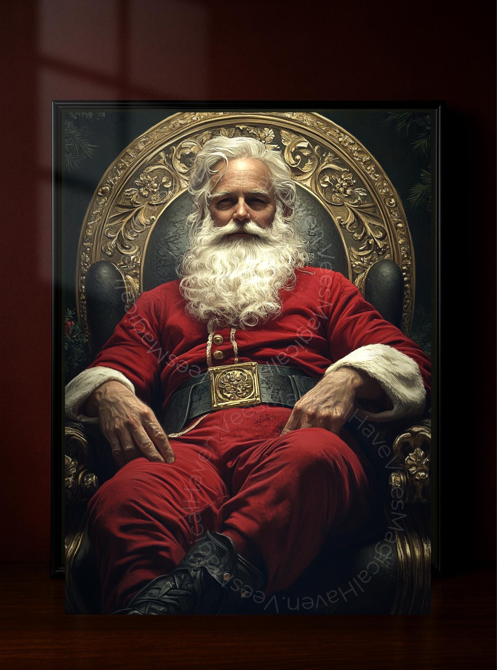 Gothic Santa Poster, Christmas Holiday Decor, Art Nouveau Style, Dark ...