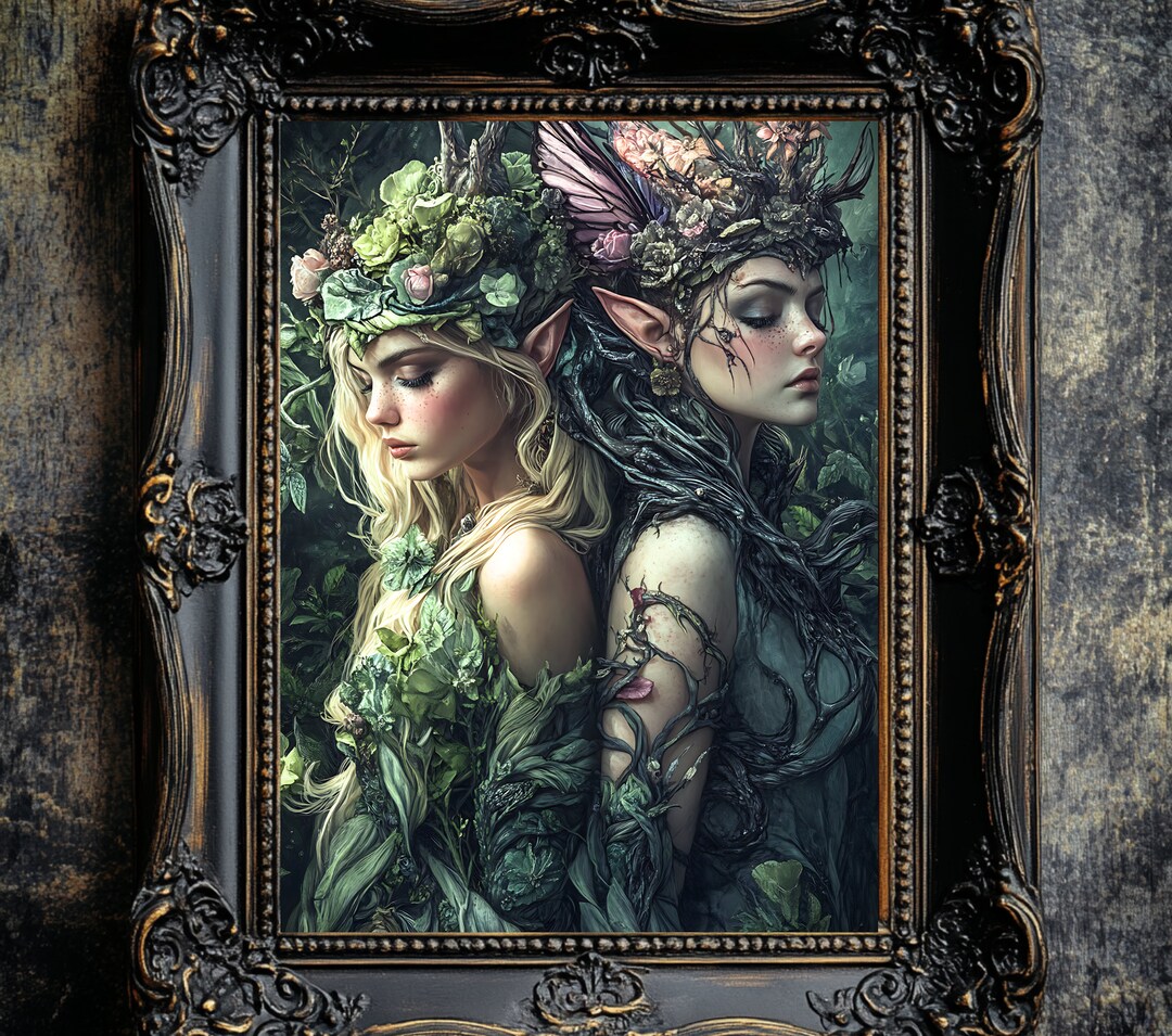 Two Forest Nymphs Poster, Magical Fantasy Art Featuring Mythical ...