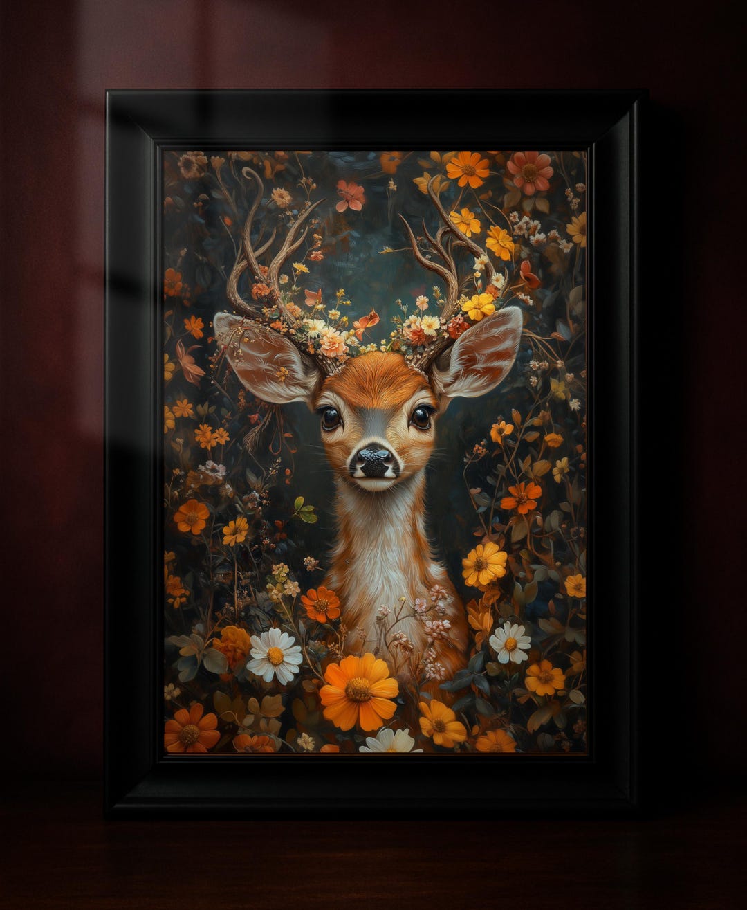 Fawn Art Print, Woodland Creature Wall Decor, Dark Cottagecore ...