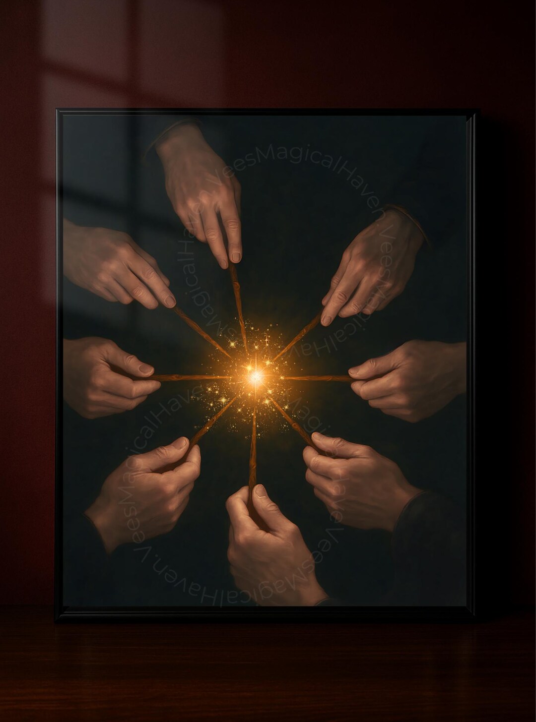 Wizard Hands Magic Circle Poster, Fantasy Witchcraft Wall Art, Dark ...