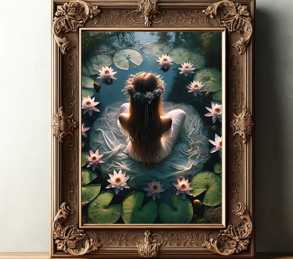 Woodland Nymph Art Print, Fantasy Nymph in Pond Decor, Enchanted Forest ...